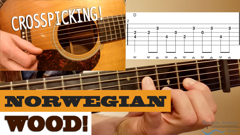 Crosspicking "Norwegian Wood" - Intermediate Guitar Lesson - Brandon ...